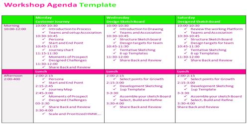 Sample Workshop Agenda Format - Assignment Point